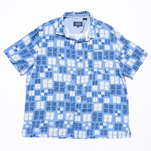 Nat Nast | Shirts | Nat Nast Silk Shirt Mens Xl Buttonup Blue Geometric ...